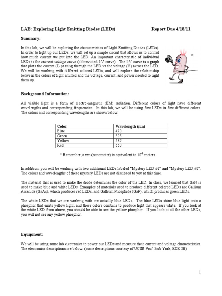 Lab Exploring LEDs | PDF | Light Emitting Diode | Power Supply