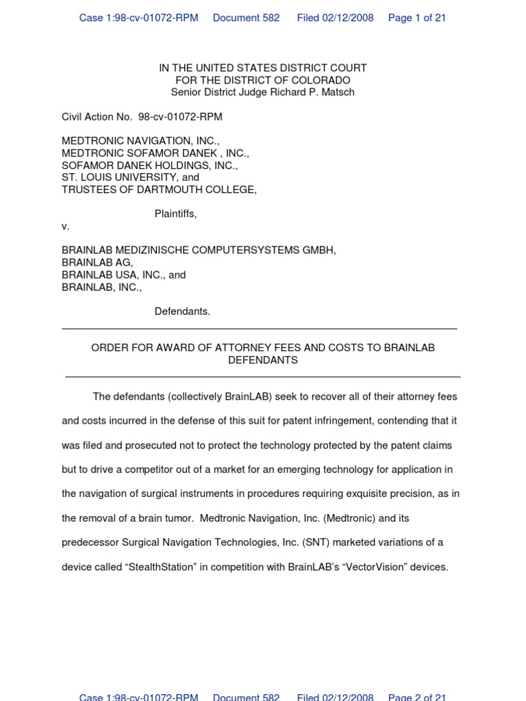 Medtronic v. Brainlab | PDF | Patent Infringement | Patent