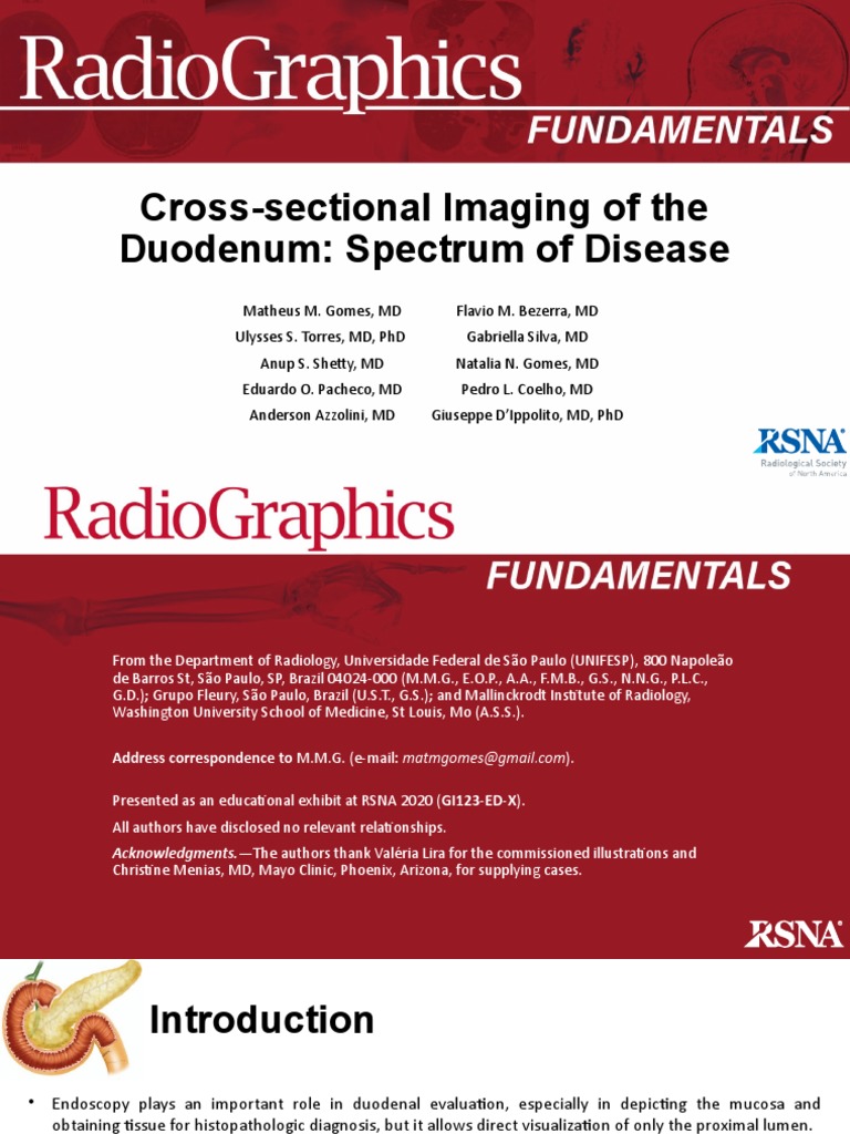 Cross-Sectional Imaging of The Duodenum - Spectrum of Disease | PDF ...
