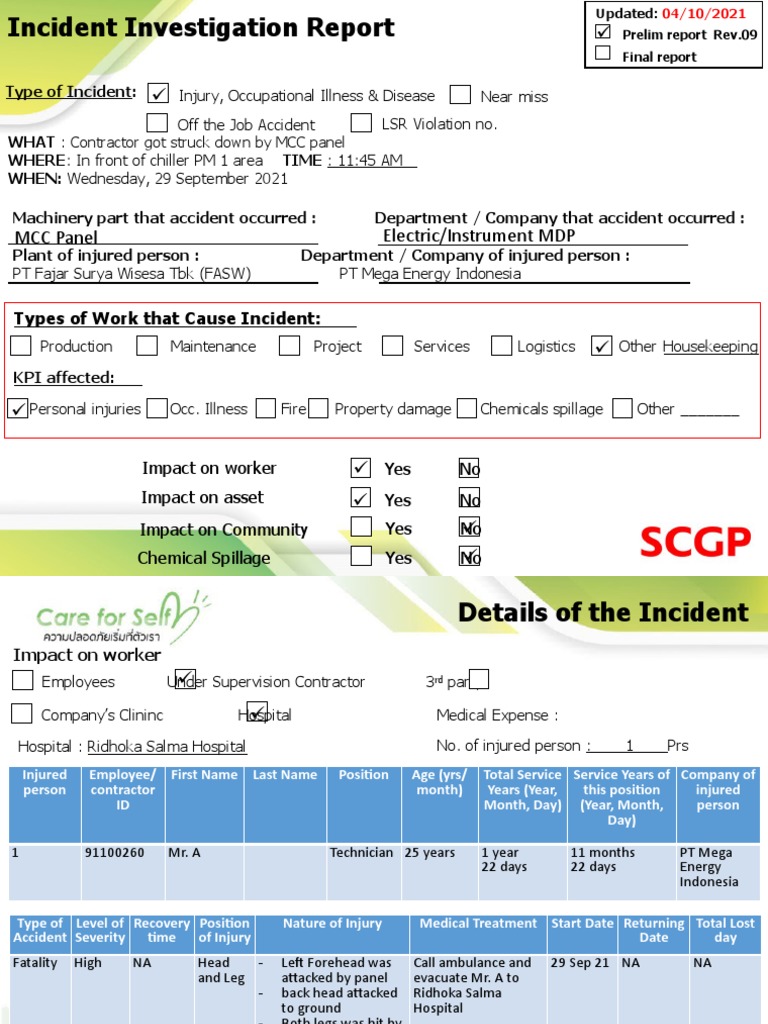 MCC Panel Accident Investigation Report | PDF | Safety | Hazards