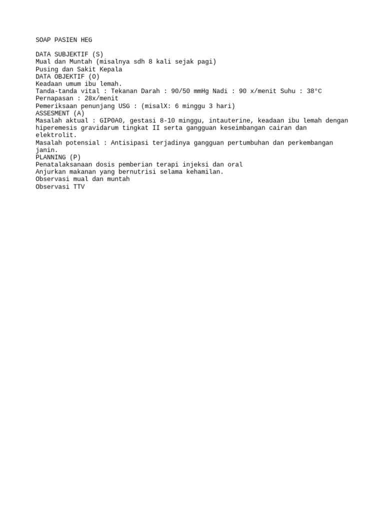 Soap Pasien Heg | PDF