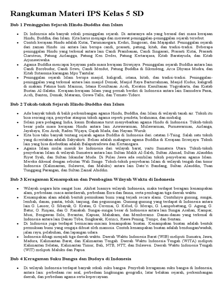 Rangkuman Materi IPS Kelas 5 SD | PDF | Perjalanan