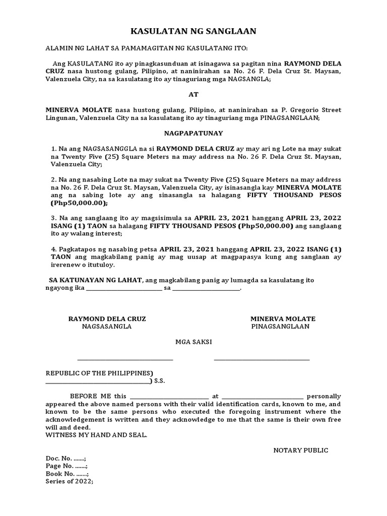 Kasulatan NG Sangla-Tira | PDF