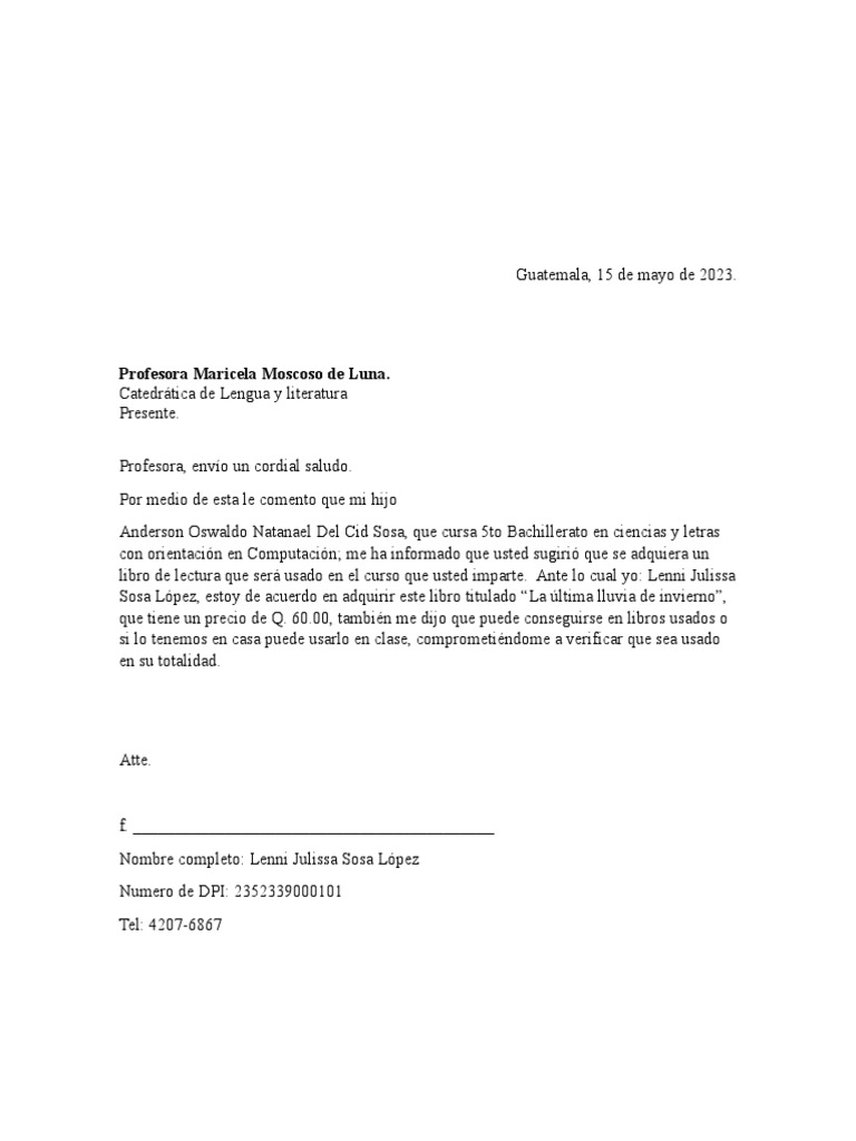 Carta de Libro | PDF