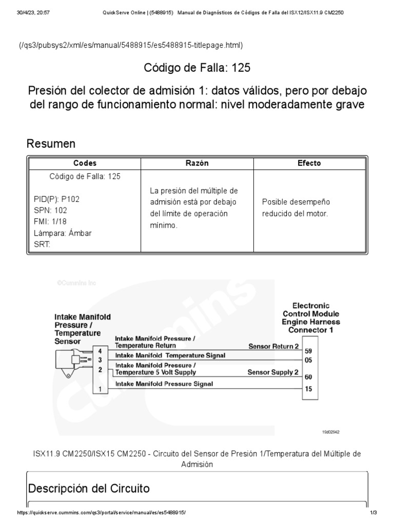 QuickServe Online - (5488915) Manual de Diagnósticos de Códigos de Falla Del ISX12 - ISX11.9 ...