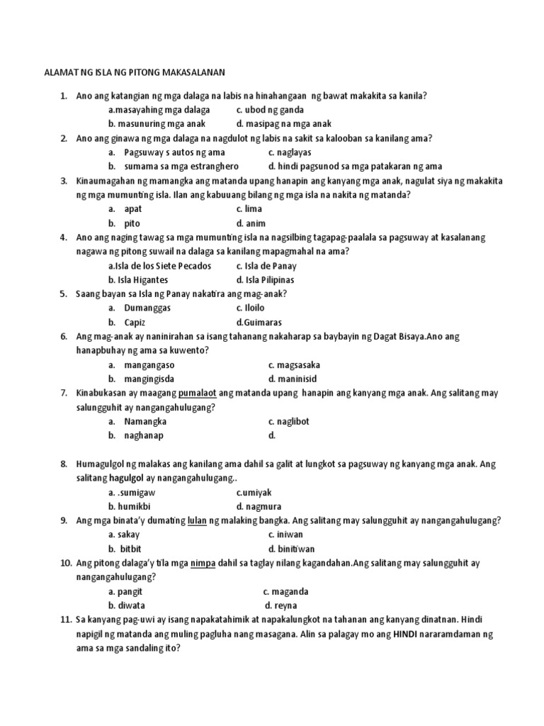 Alamat NG Isla NG Pitong Makasalanan | PDF