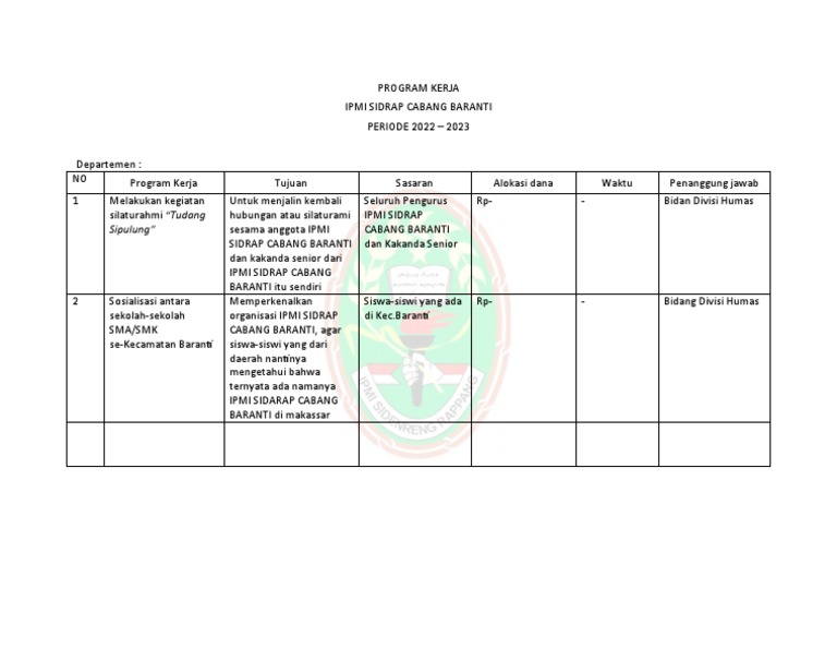 Program Kerja Humas | PDF