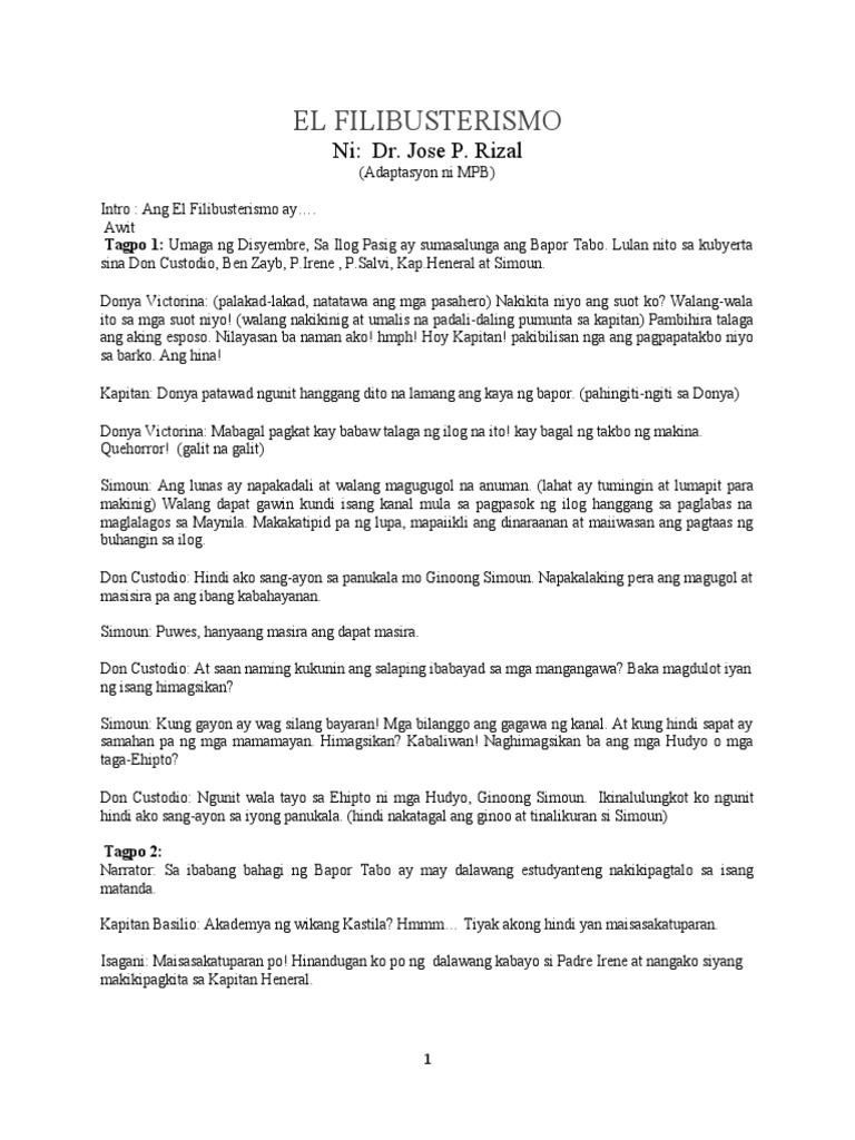 El Filibusterismo Script-1 | PDF
