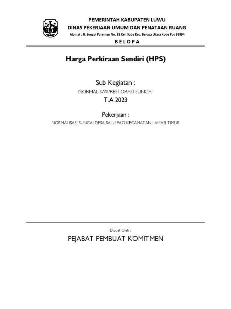 Hps Restorasi Salu Pao | PDF