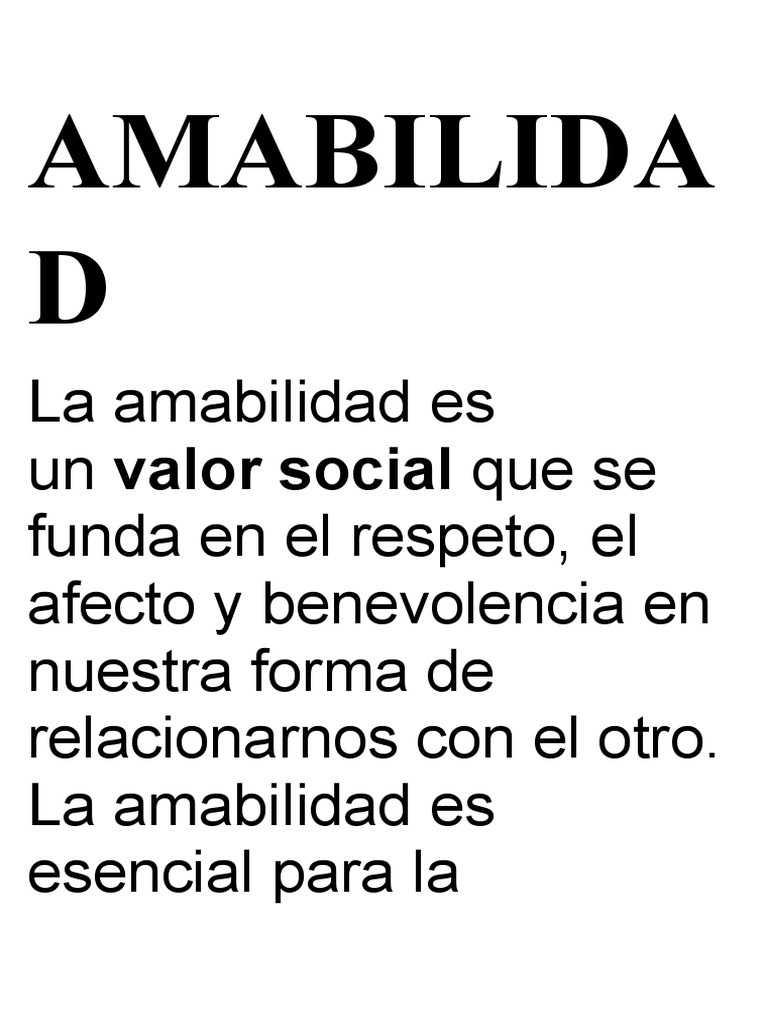 Significado y valor de la amabilidad | PDF | Relaciones personales ...