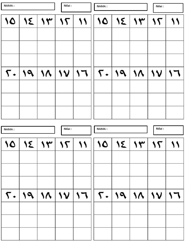 Angka Arab 11-20 | PDF