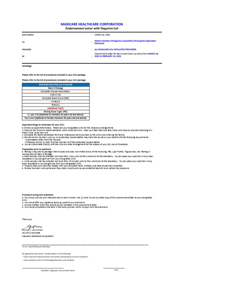 Endorsement Letter | PDF | Clinic | Physical Examination