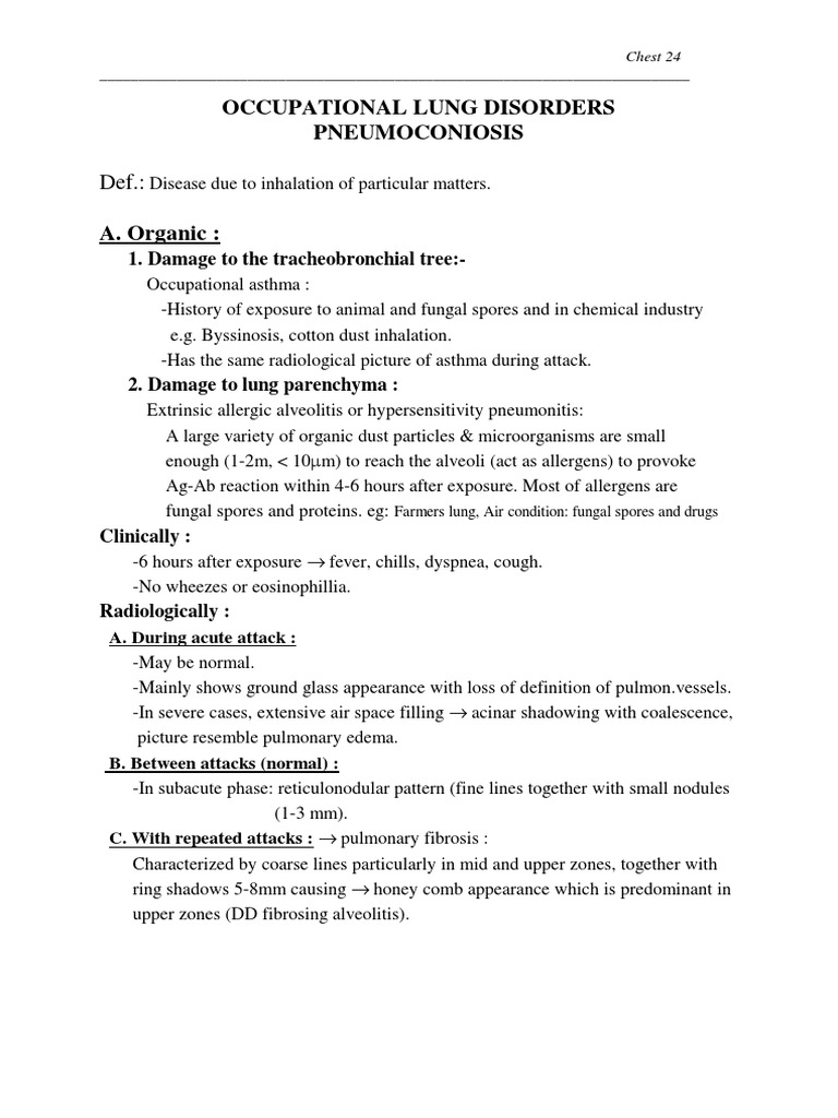 Occupational lung diseases pneumoconioses | PDF | Lung | Respiratory ...