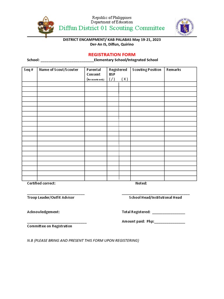 BSP DER AN Registration Form | PDF