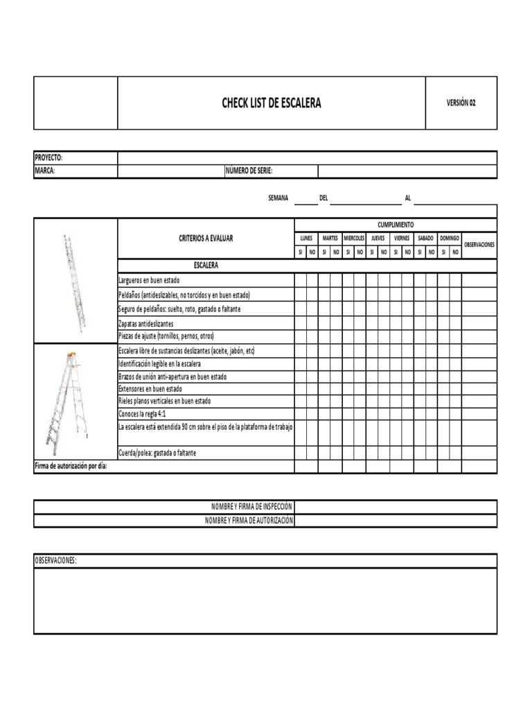Check List de Escalera y Seguridad | PDF