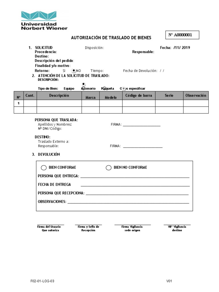 Formato de Traslado - PLANTILLA | PDF