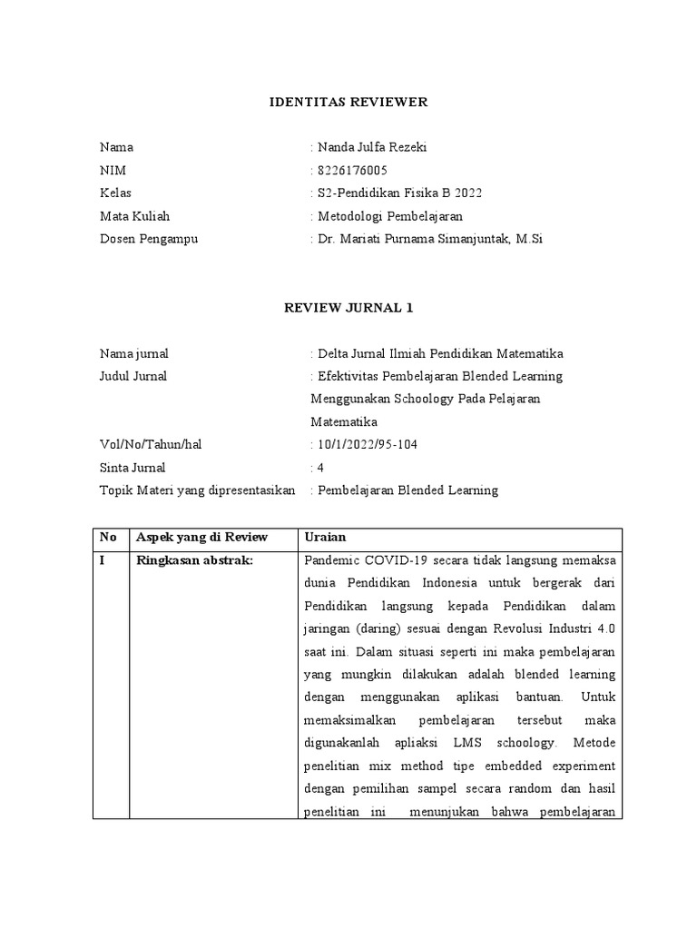 S2 Format Penilaian Analisis Jurnal Pdf