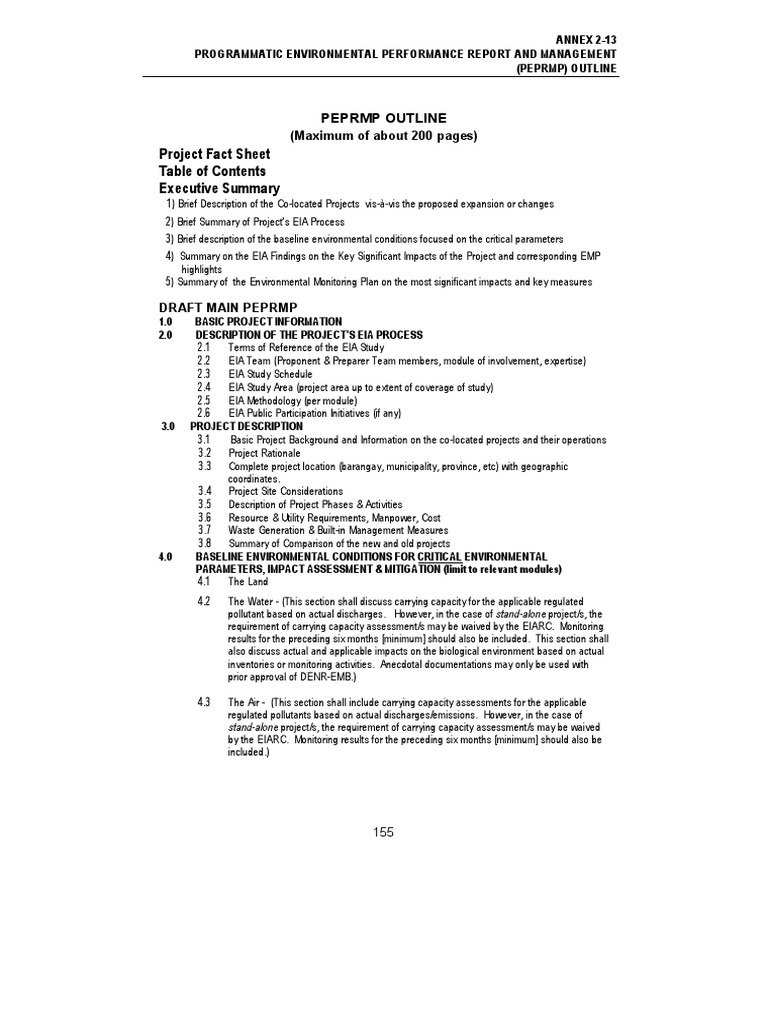 Programmatic EPRMP Outline | PDF | Environmental Impact Assessment ...