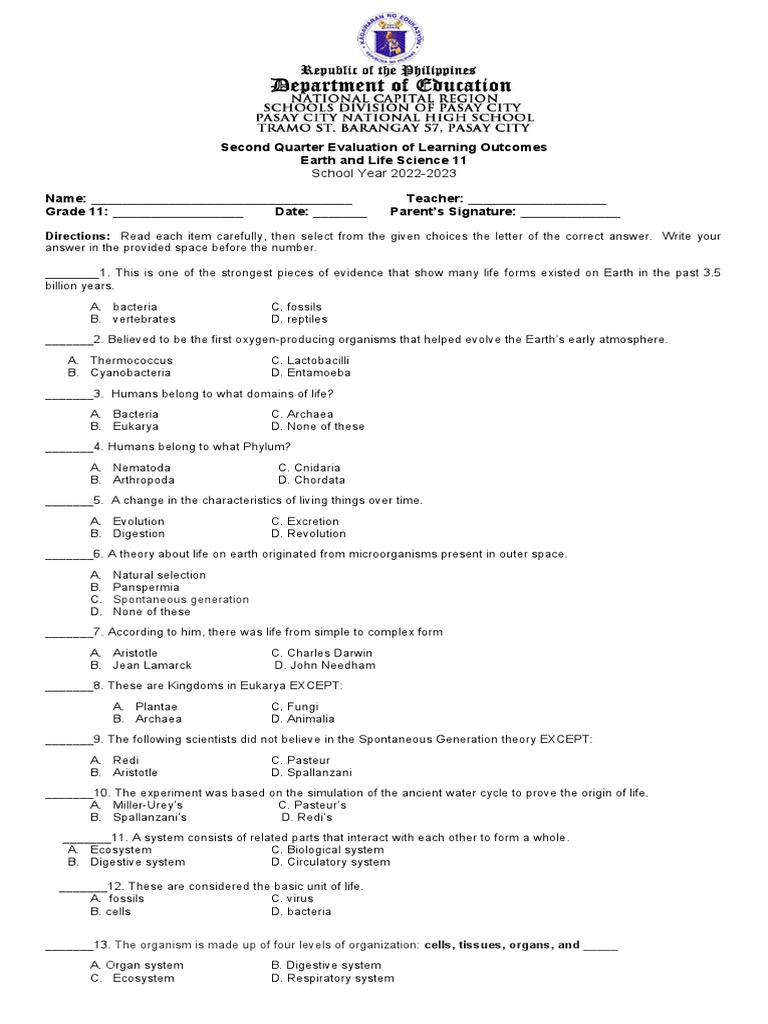 Second Periodic Test ELS11 | PDF | Reproduction | Sexual Reproduction