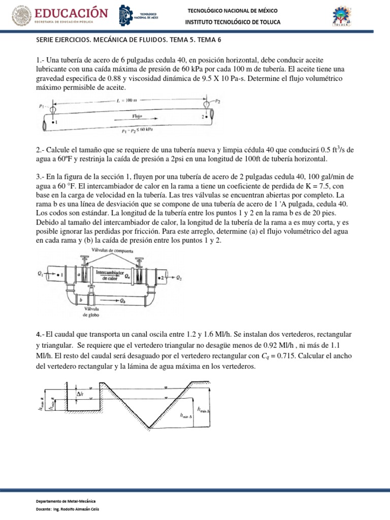 Ser Ejer Meca Flud T5 T6 | Descargar gratis PDF | Intercambiador de calor | Tubería (transporte ...