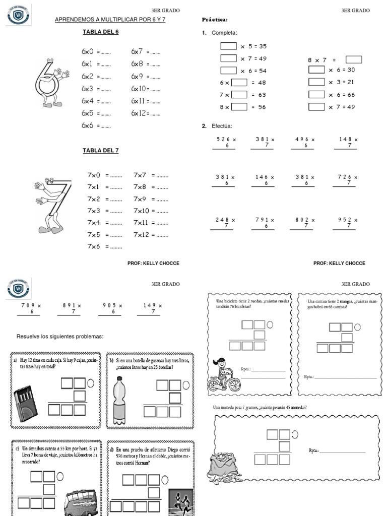 Mat Multiplicacion Por 6 y 7 | PDF