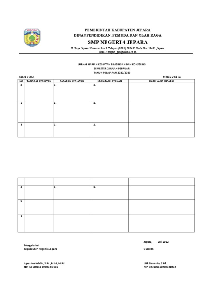 12 Jurnal Harian BK - SMP | PDF