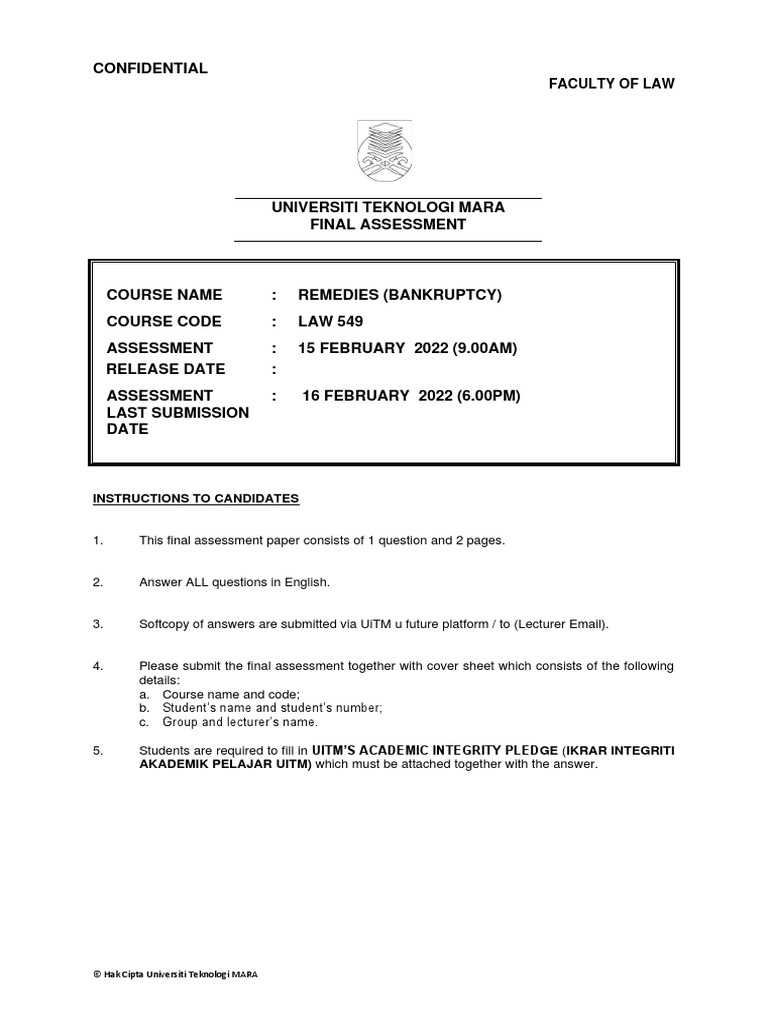 Faculty - Law - 2022 - Session 1 - Degree - Law549 Remedies Bankruptcy ... Faculty - Law - 2022 - Session 1 - Degree - Law549 Remedies Bankruptcy ...
