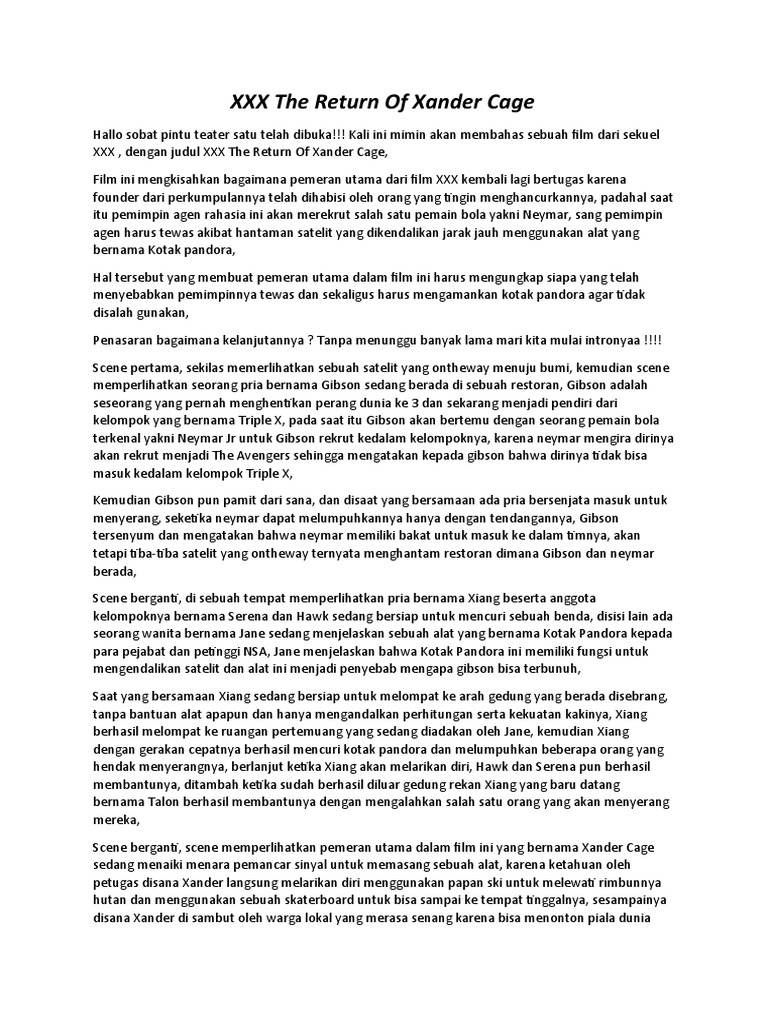 XXX The Return of Xander Cage | PDF