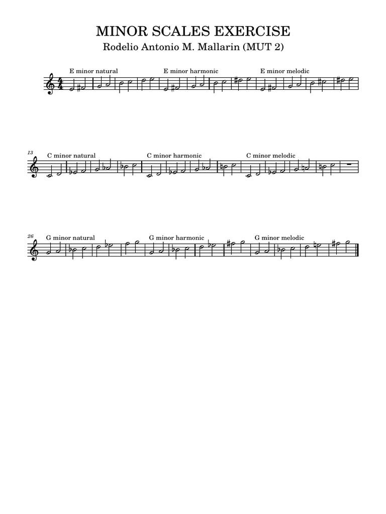 Minor Scales Exercise Guide | PDF