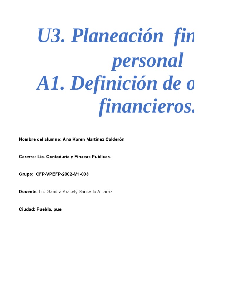 M1 U3 A1 ANMC Objetivosfinancieros. | PDF