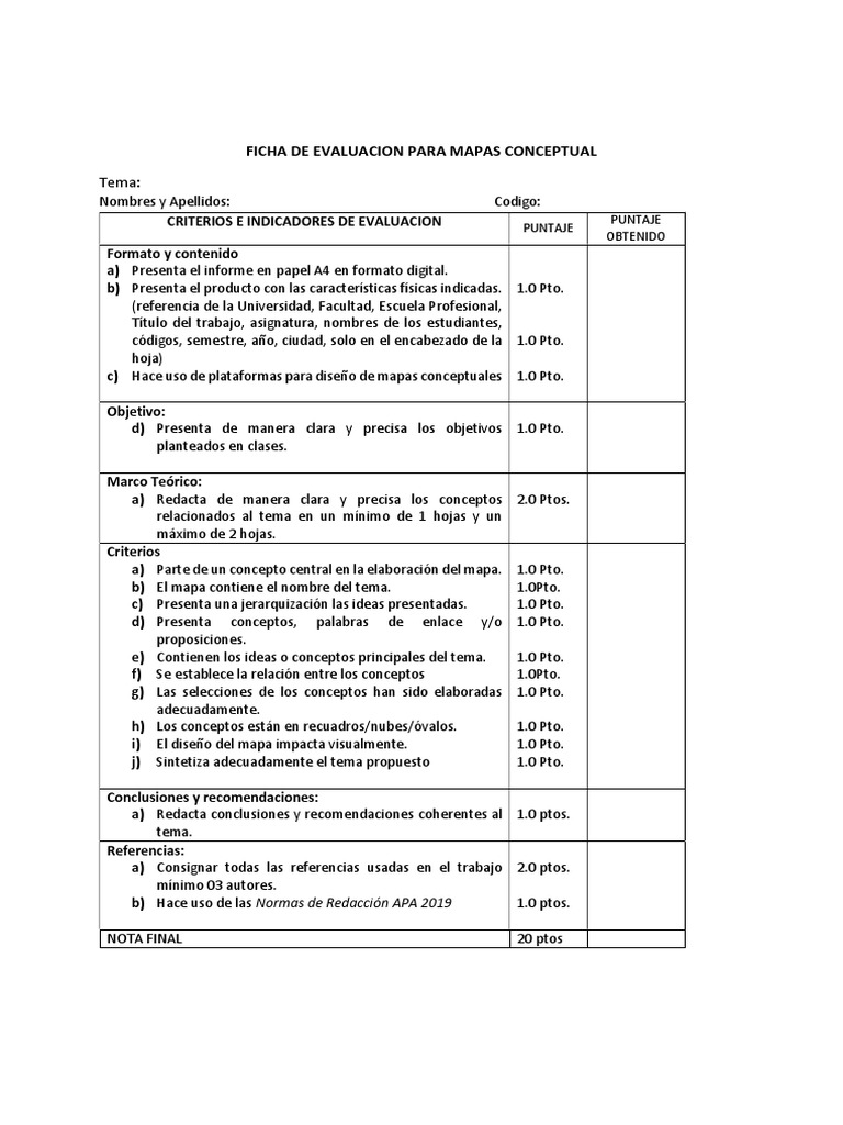 Ficha de Evaluacion Mapa Conceptual | PDF