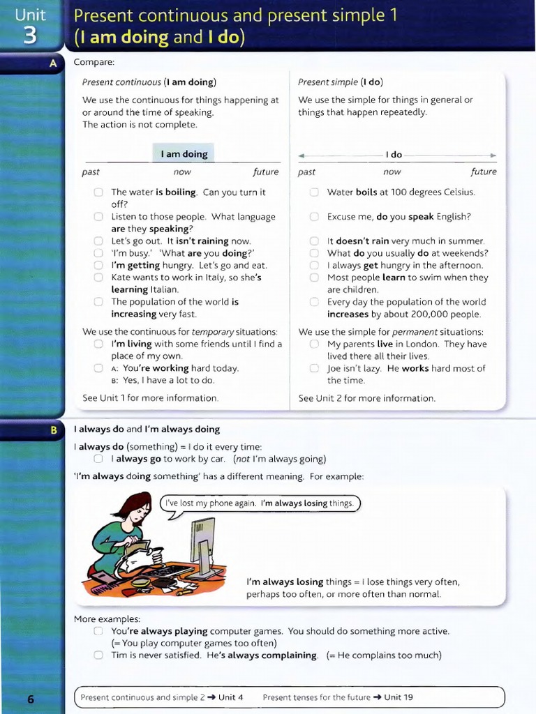 Unit 3 Present Simple VS Present Continuous | PDF | Syntax | Language Mechanics