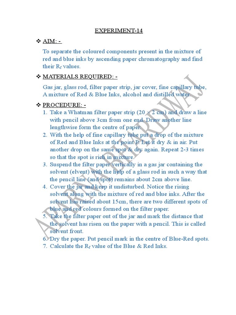 Chromatography of Red and Blue Ink | PDF | Art