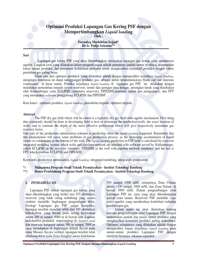 Optimasi Produksi Gas Kering PSF | PDF | Teknologi & Rekayasa