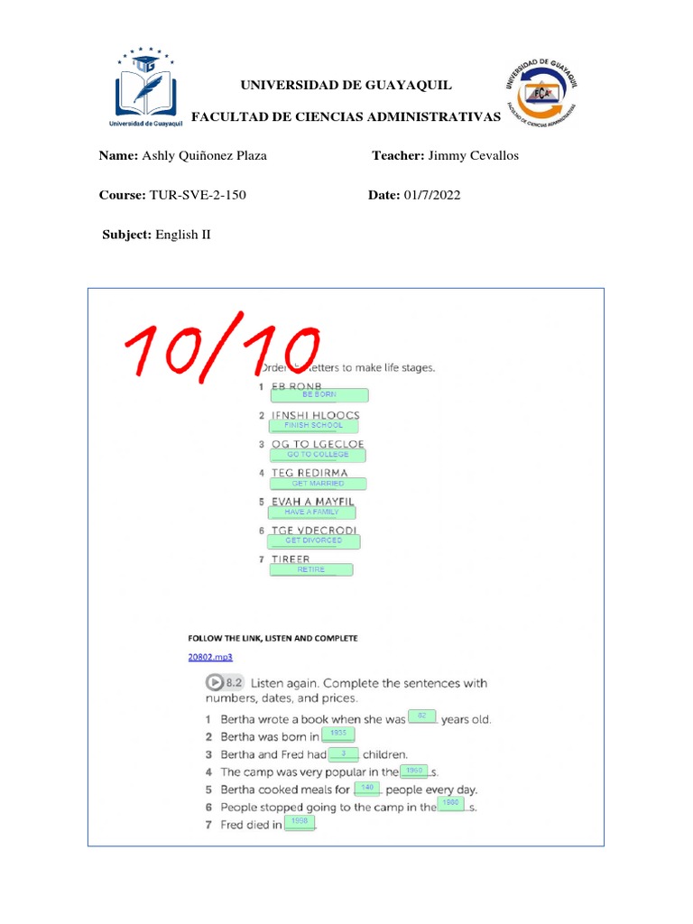 ENGLISH-Homework - Numbers and Dates | PDF