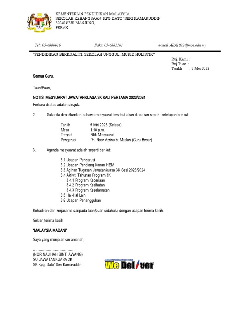 Notis Mesyuarat | PDF