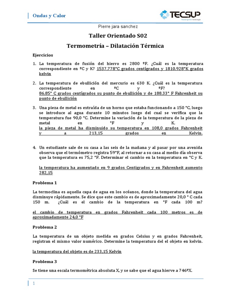 Ondas y Calor, Tarea 1 | PDF | Celsius | Temperatura