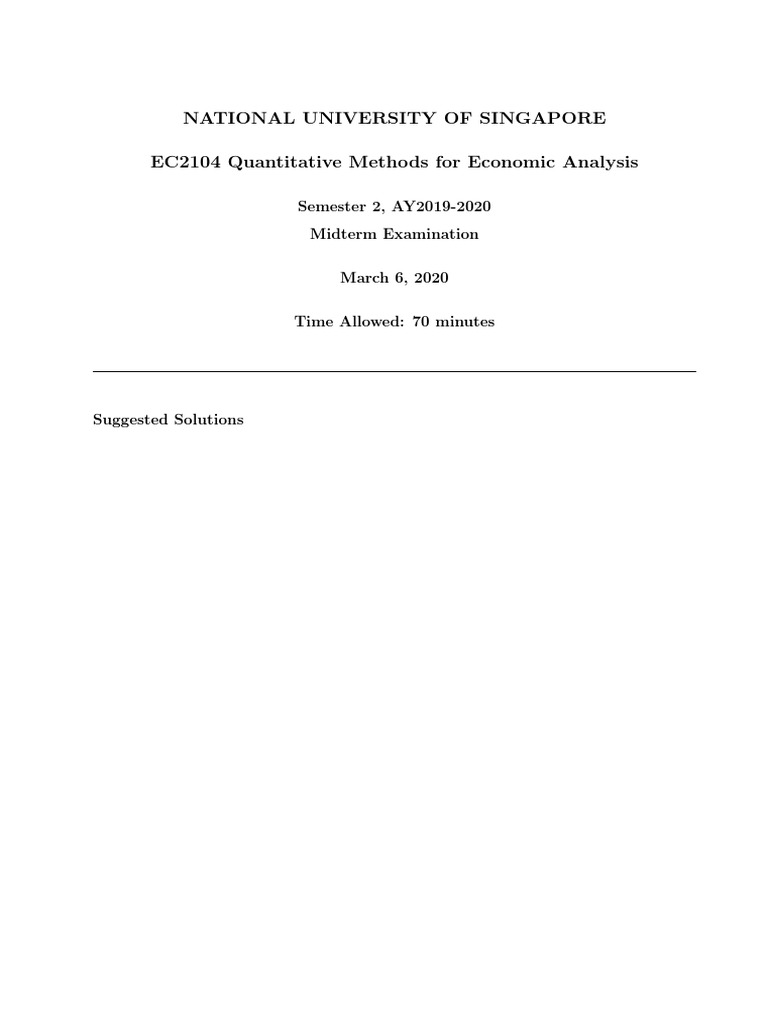 Midterm 2019-2020 Sem 2 Solutions | PDF | Maxima And Minima | Utility Midterm 2019-2020 Sem 2 Solutions | PDF | Maxima And Minima | Utility