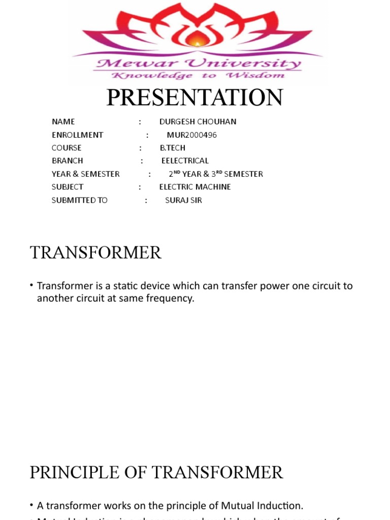 Transformer Presentation | PDF