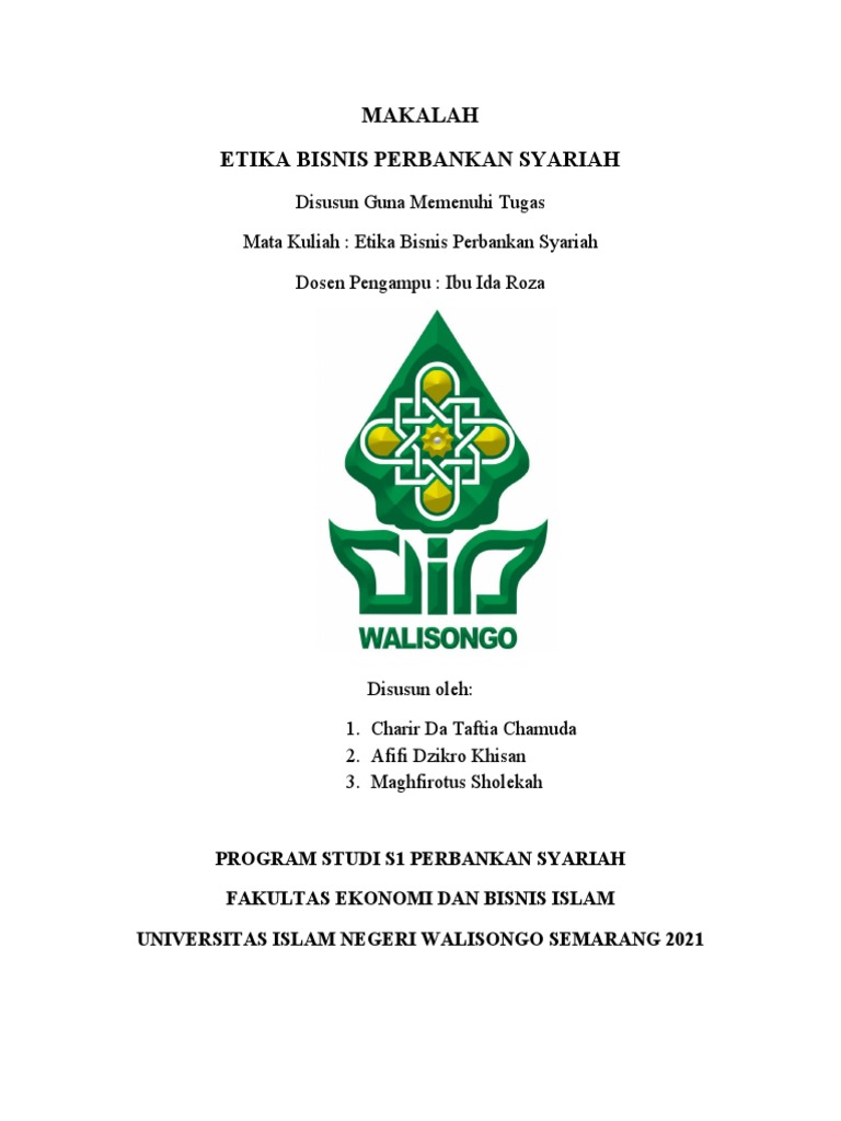 Makalah Etika Bisnis Perbankan Syariah Kelompok 7 | PDF | Karier ...