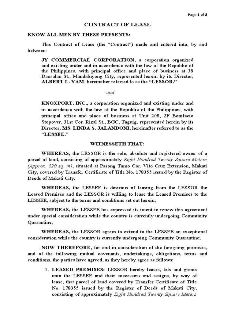 Lease Agreement for Knoxport, Inc. | PDF | Lease | Natural Resources Law