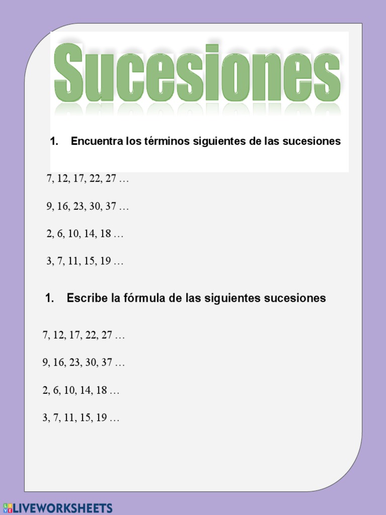 Sucesiones y Fórmulas Matemáticas | PDF