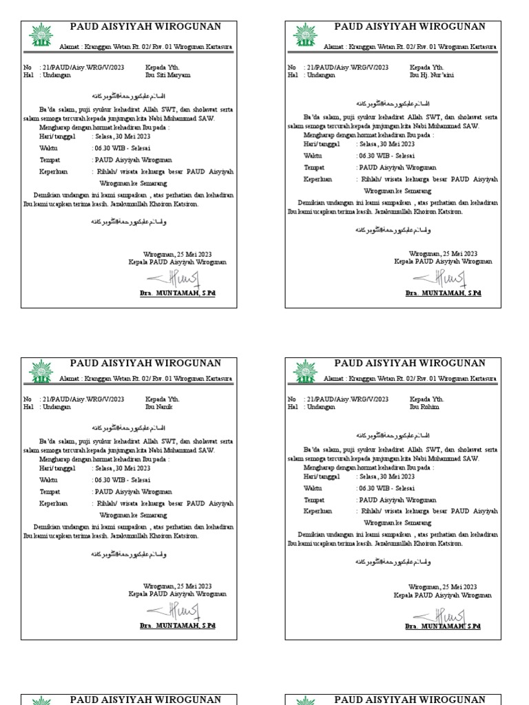 undangan rihlah pengurus | PDF