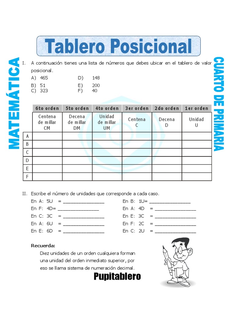 Hoja De Trabajo De Valor Posicional, Segundo Grado