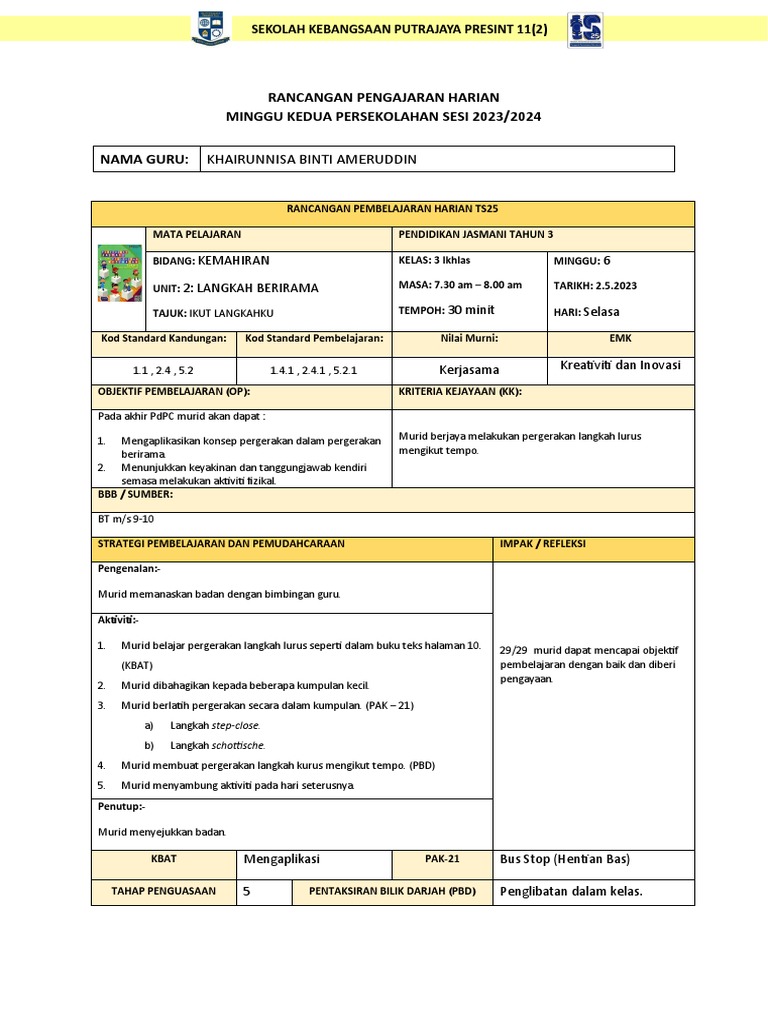 RPH Minggu 6 | PDF | Karier & Perkembangan | Seni