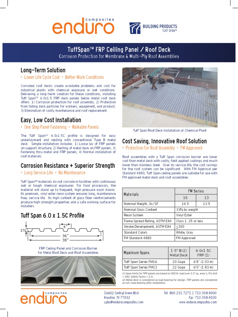 FRP Ceiling Panel Roof Deck - Data Sheet - FINAL - 03 01 18 | PDF ...