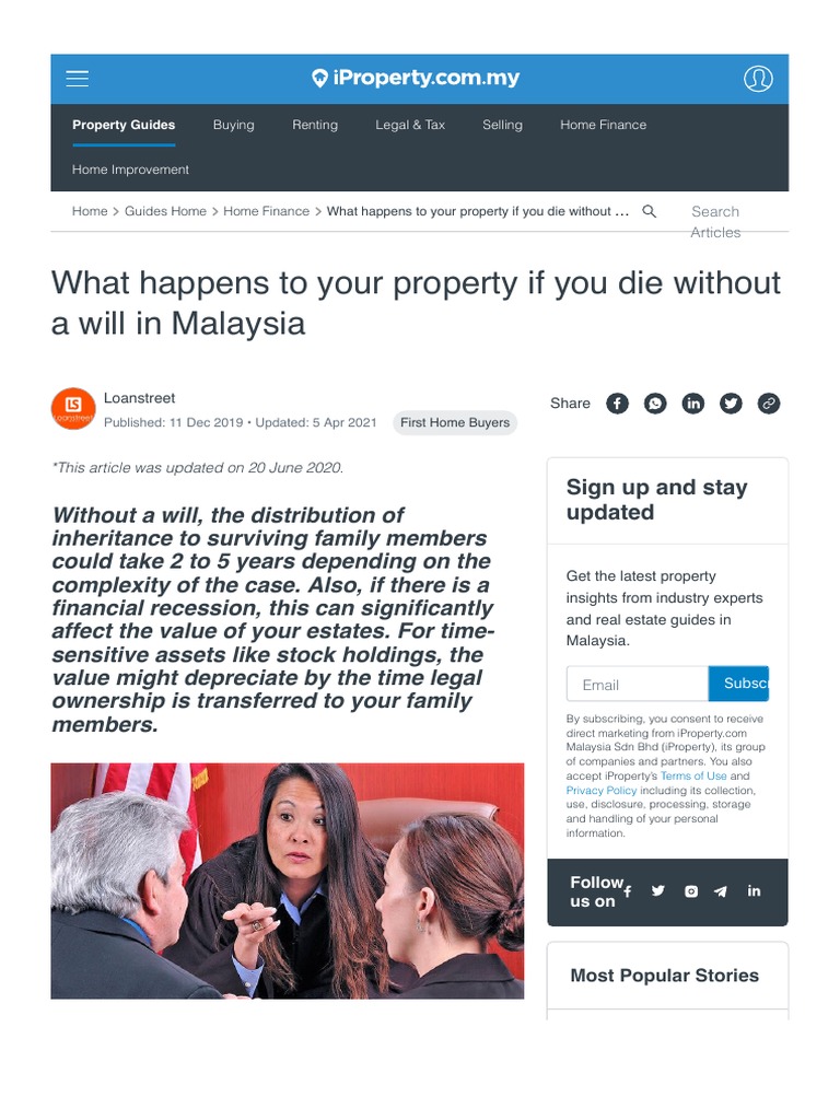 What Happens To Your Property If You Die Without A Will in Malaysia - Iproperty. | PDF ...