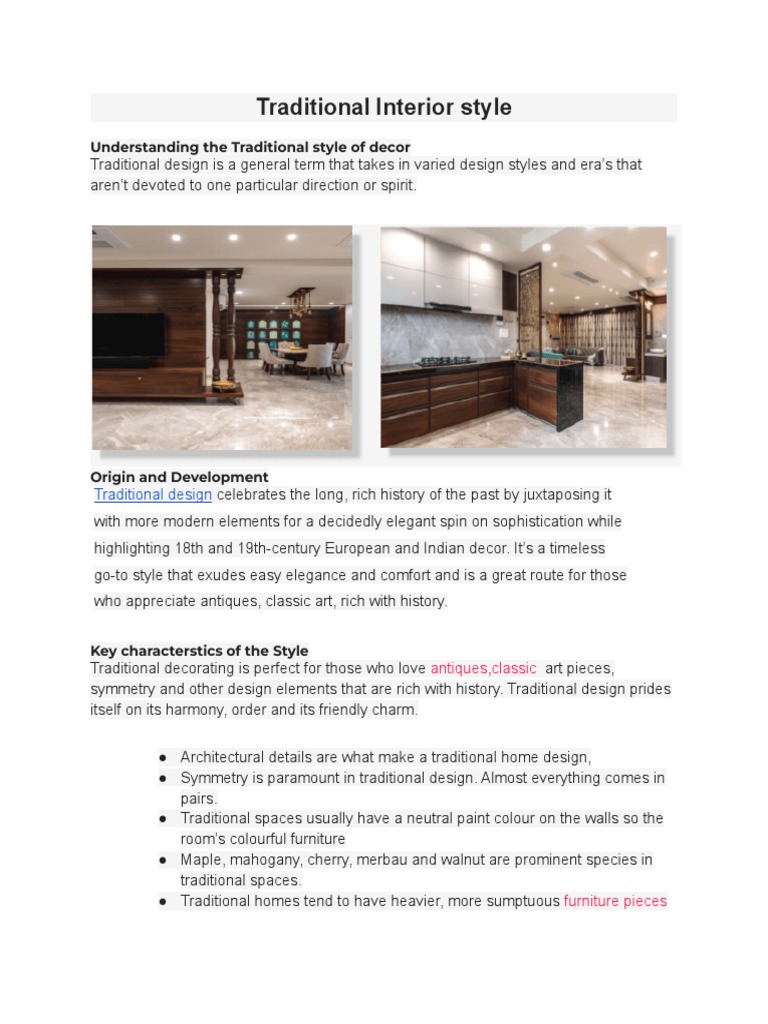 Traditional Interior Design Essentials | PDF | Furniture ...