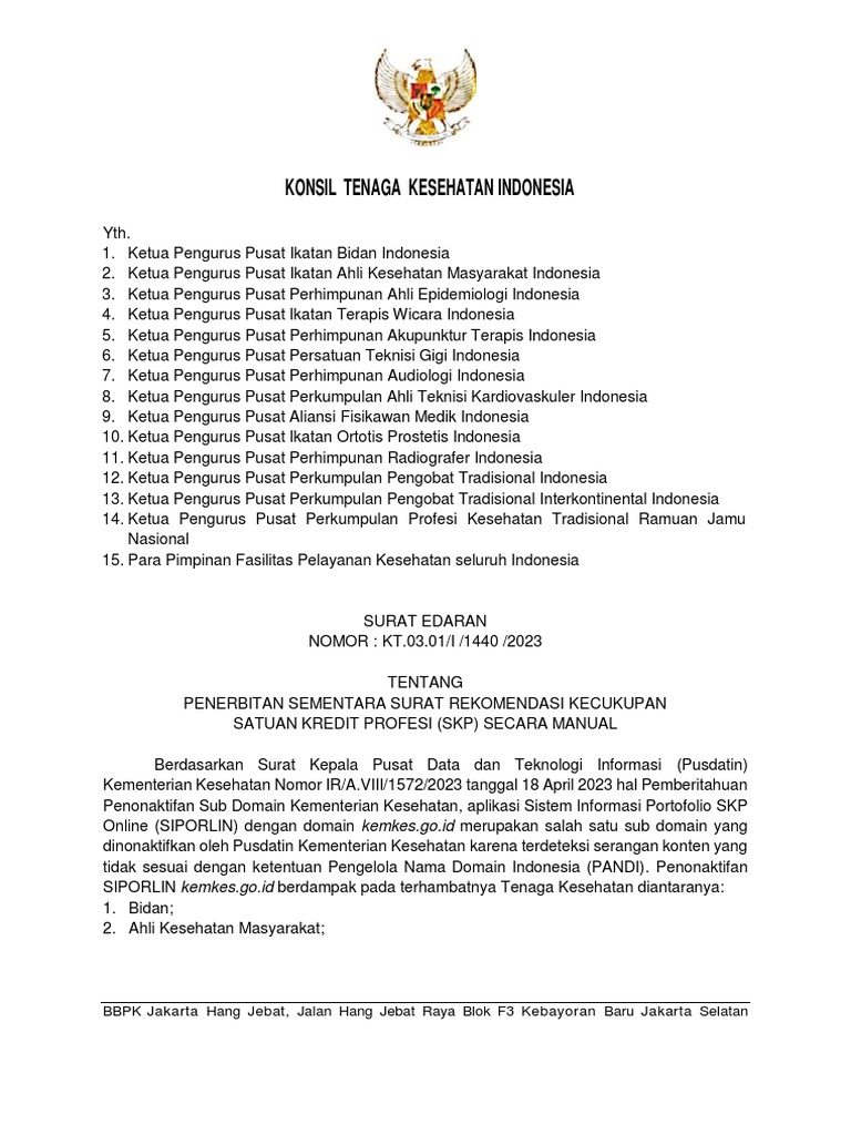 Surat Edaran SKP Manual KTKI | PDF | Sains & Matematika