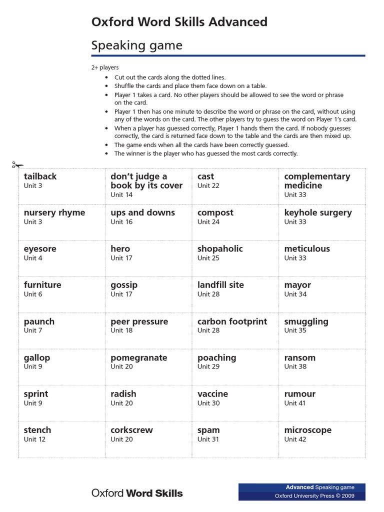 OWS - Advanced - Speaking - Game 0001 | PDF